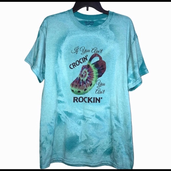 Gildan | Tops | Custom Reverse Tie Dye Bleached Crocs Graphic Tee ...